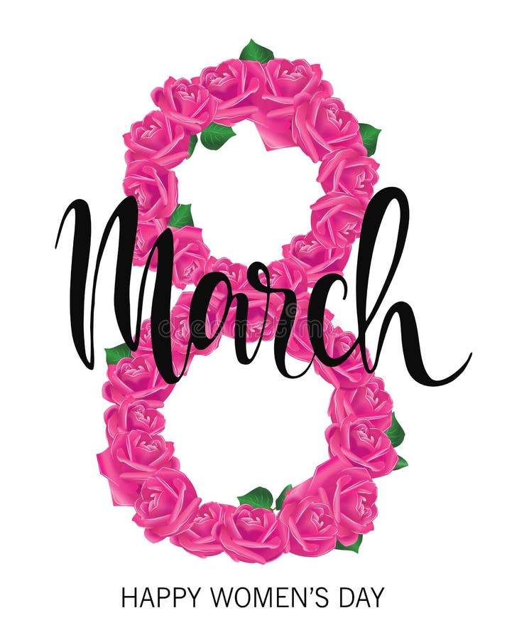 8 March Design with Roses. International Womens Day Background Stock ...