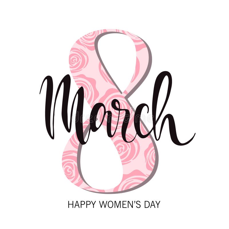 Happy Womens Day. 8 March Design with Roses Stock Vector - Illustration ...