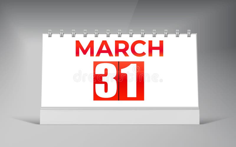 March 31, Desk Calendar Design Template. Single Date Calendar Design ...