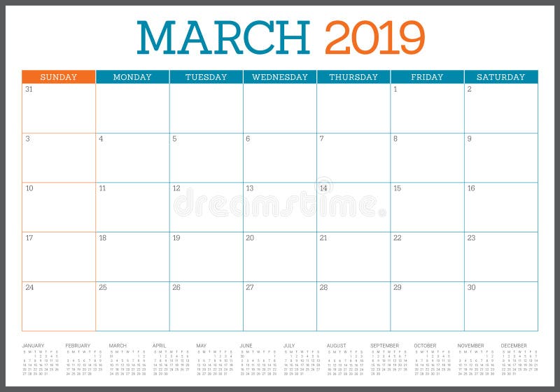 March 2019 Desk Calendar Vector Illustration Stock Vector ...