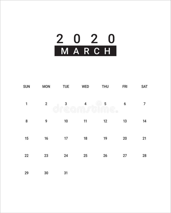 March 2020 Desk Calendar Vector Illustration Stock Vector ...
