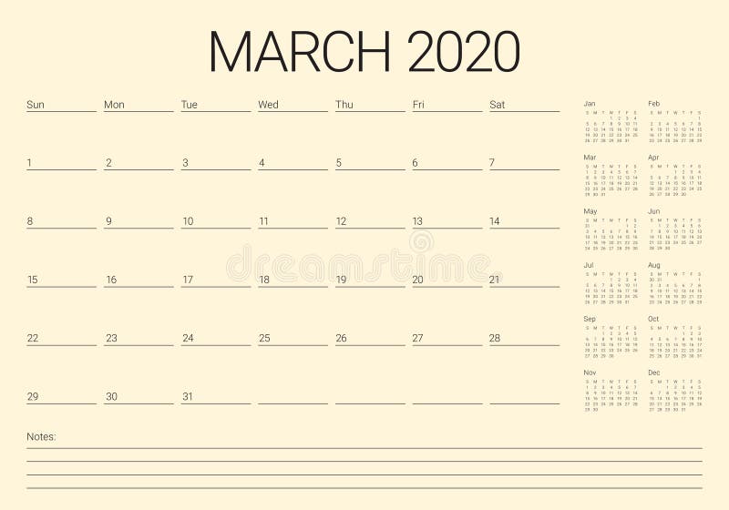 March 2020 Desk Calendar Vector Illustration Stock Vector ...