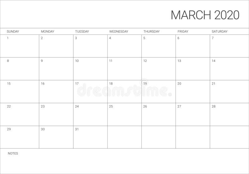 March 2020 Desk Calendar Vector Illustration Stock Vector ...