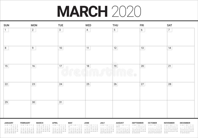 March 2020 Desk Calendar Vector Illustration Stock Vector ...