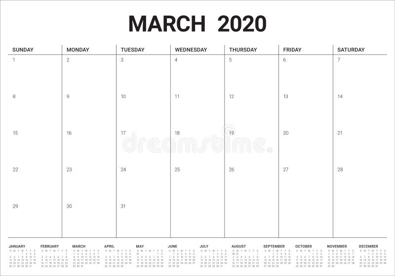 March 2020 Desk Calendar Vector Illustration Stock Vector ...