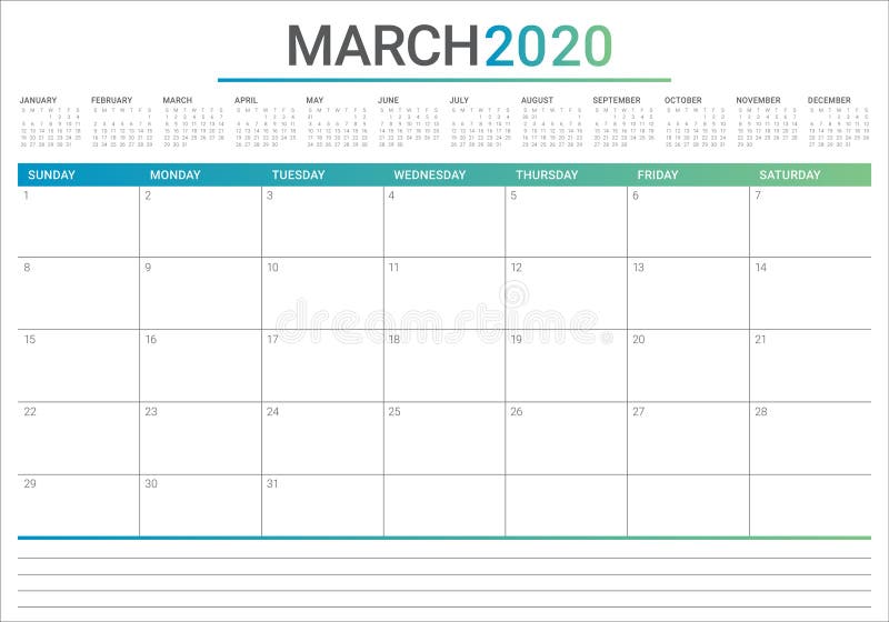 March 2020 Desk Calendar Vector Illustration Stock Vector ...