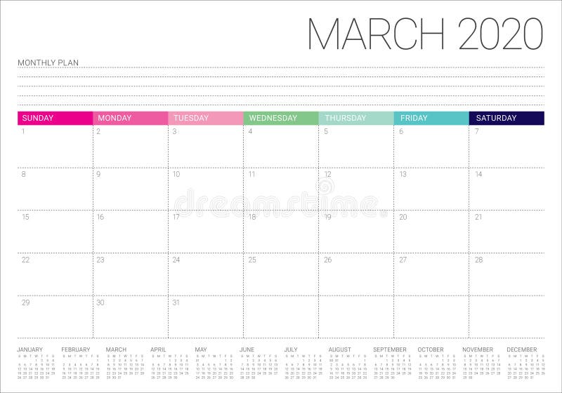 March 2020 Desk Calendar Vector Illustration Stock Vector ...