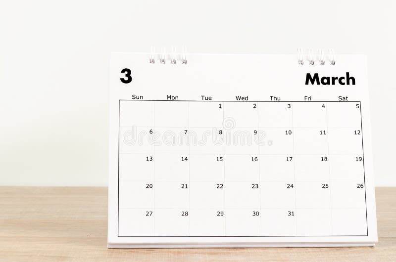 March Desk Calendar 2022 on Wooden Background Stock Photo - Image of ...