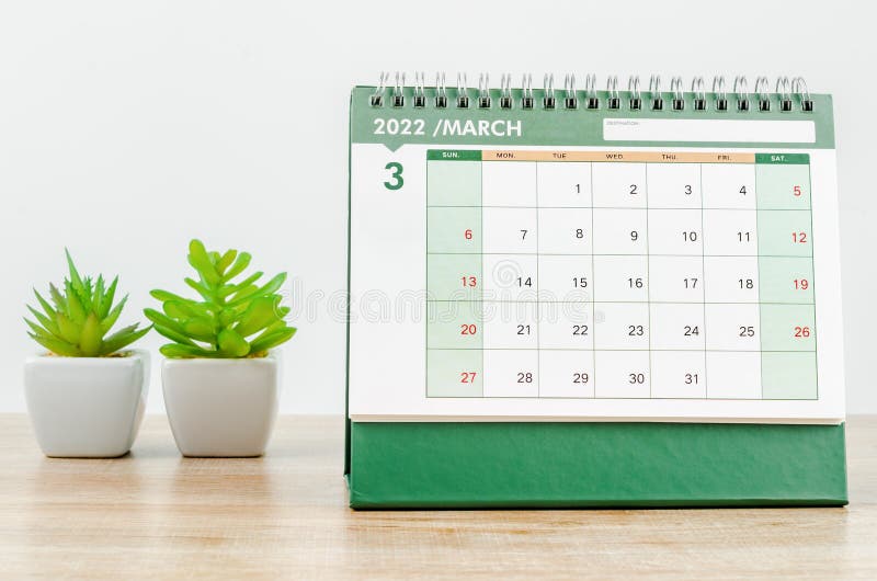 March 2022 Desk Calendar on Wooden Background Stock Image - Image of ...