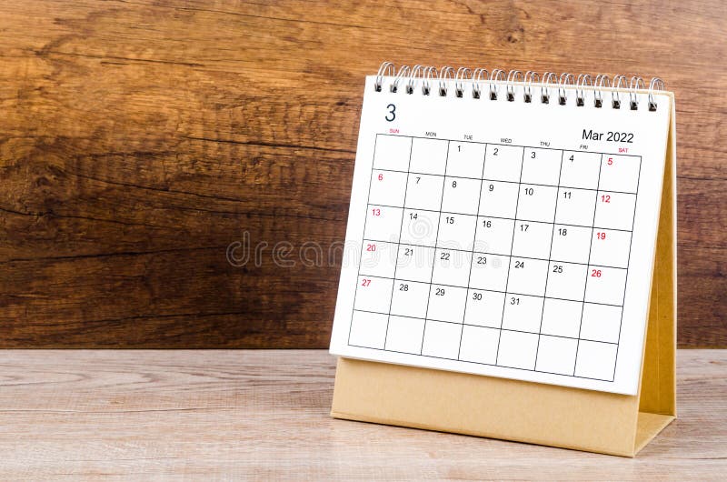 March 2022 Desk Calendar on Wooden Table Stock Photo - Image of ...