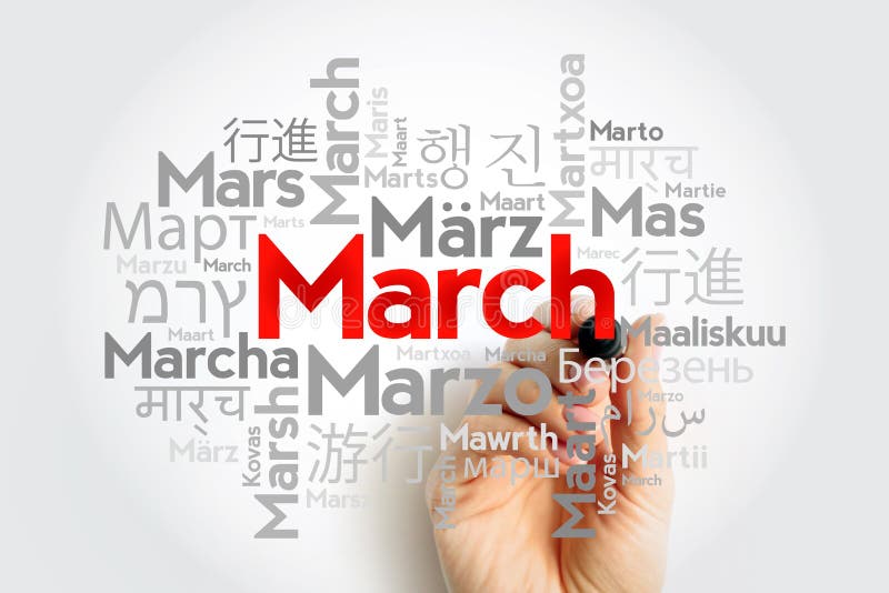 March in Different Languages of the World, Word Cloud Concept ...