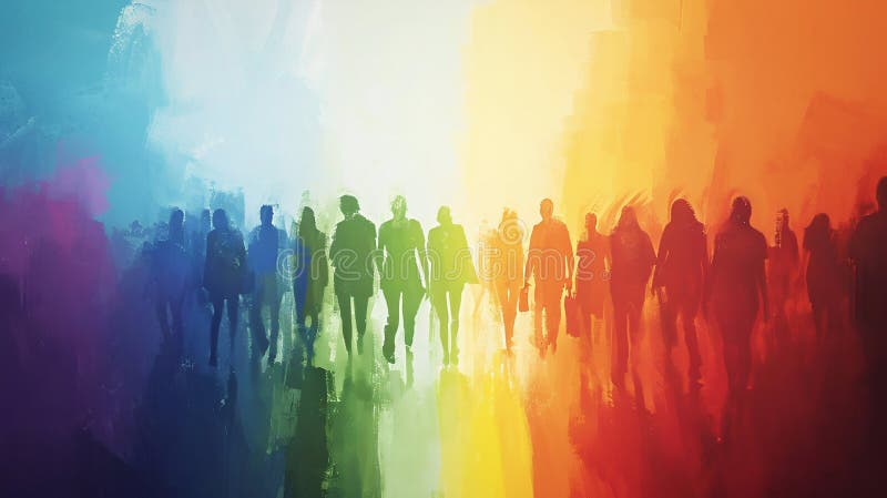 March of Diversity in Gradient Hues. Generative Ai Stock Illustration ...