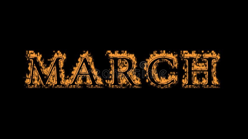March Fire Text Effect Black Background Stock Video - Video of colorful ...