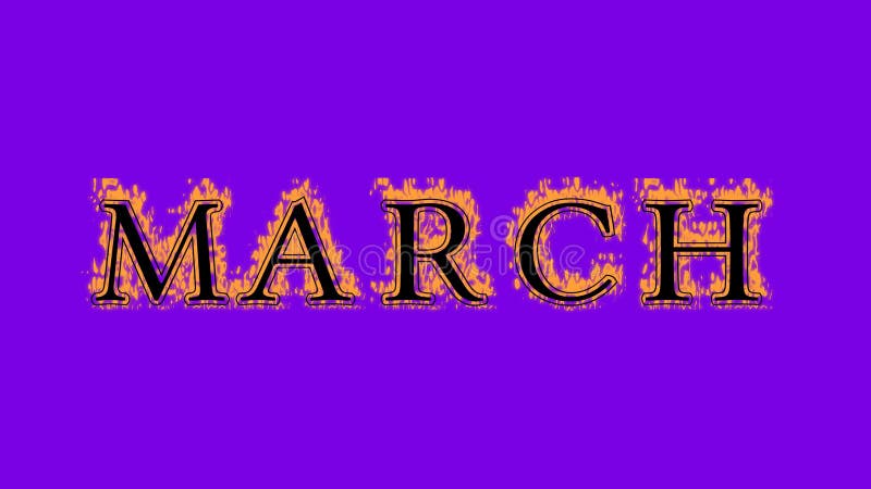 March Fire Text Effect Violet Background Stock Footage - Video of ...