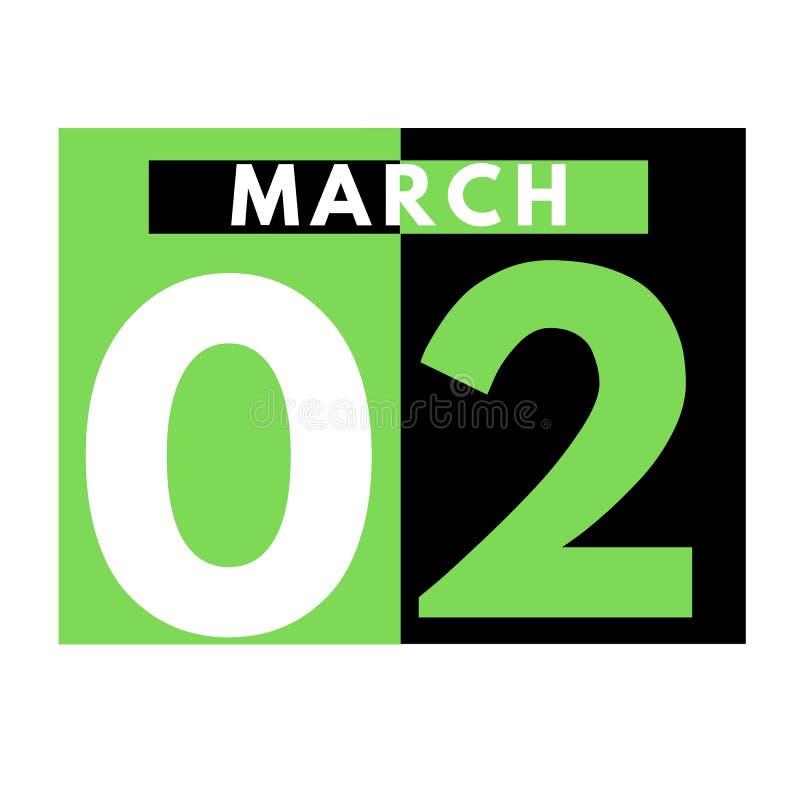 March 2 . Flat daily Calendar Icon .date ,day, Month Stock Illustration ...