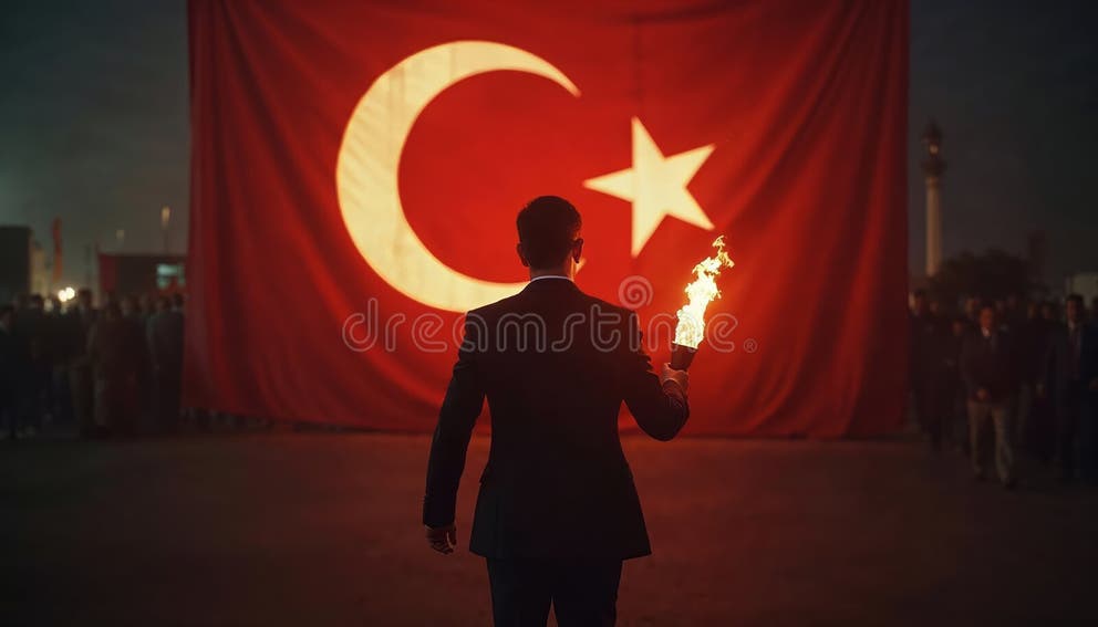 March of Freedom a Torchlit Path To the Turkish Flag Stock Illustration ...
