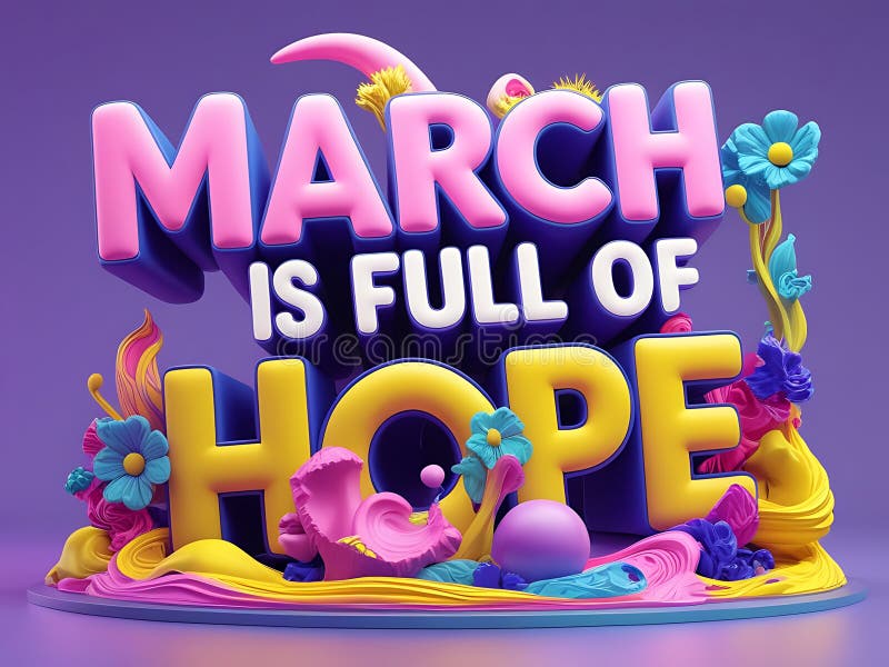 March is Full of Hope a Colorful Springtime Message Stock Illustration ...