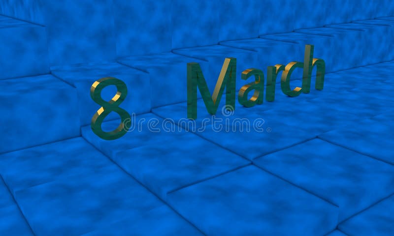 8 March Gold Text, 3d Render Stock Illustration - Illustration of ...