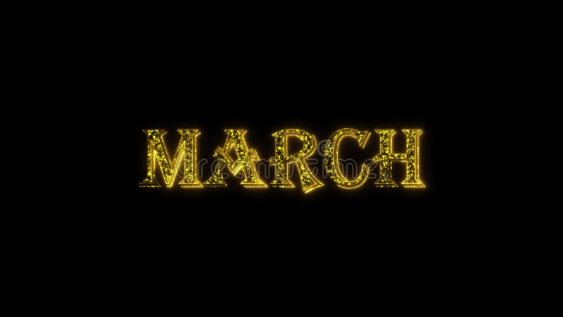 March Golden Text Animation Particles Shiny Gold Stock Video - Video of ...