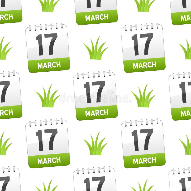 March 17 with Grass Seamless Pattern Stock Vector - Illustration of ...