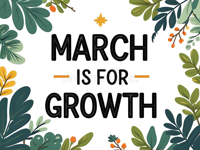 March is for Growth Floral Design Stock Illustration - Illustration of ...