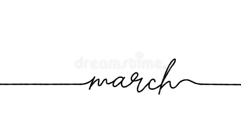 March. Hand Drawn Monoline Calligraphy. Spring Month Written with ...