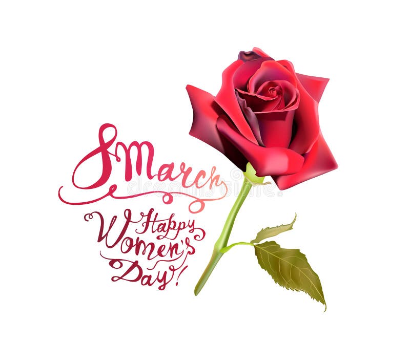 8 March. Happy Women`s Day! Rose Stock Vector - Illustration of hand ...