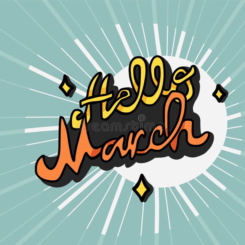 Hello March Word Retro Style Illustration Stock Vector - Illustration ...
