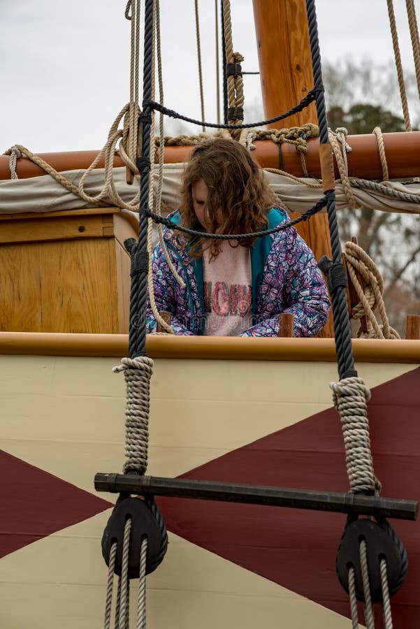 March 27, 2018 - Jamestown, VA: View of Historic Replica Sailing Ships ...
