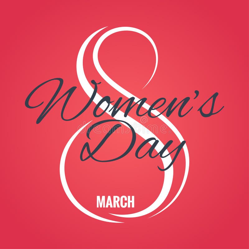 8 March Banner. Womens Day Line on Red Background Stock Vector ...