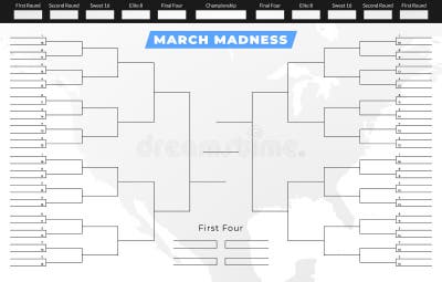 March Madness Tournament Bracket. Empty Competition Grid Template Stock ...
