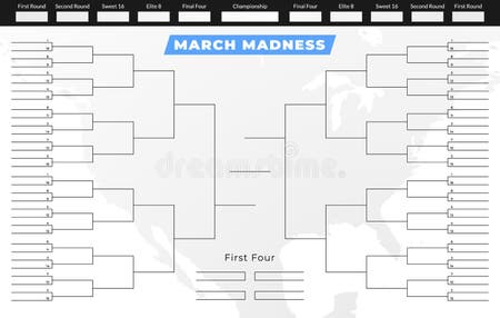 March Madness Tournament Bracket. Empty Competition Grid Template Stock ...