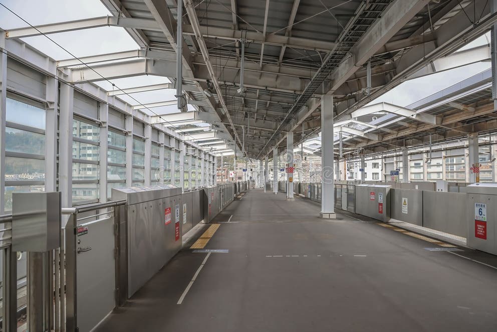 March 24 2025 Modern City Train Station Platform with Steel Structure ...