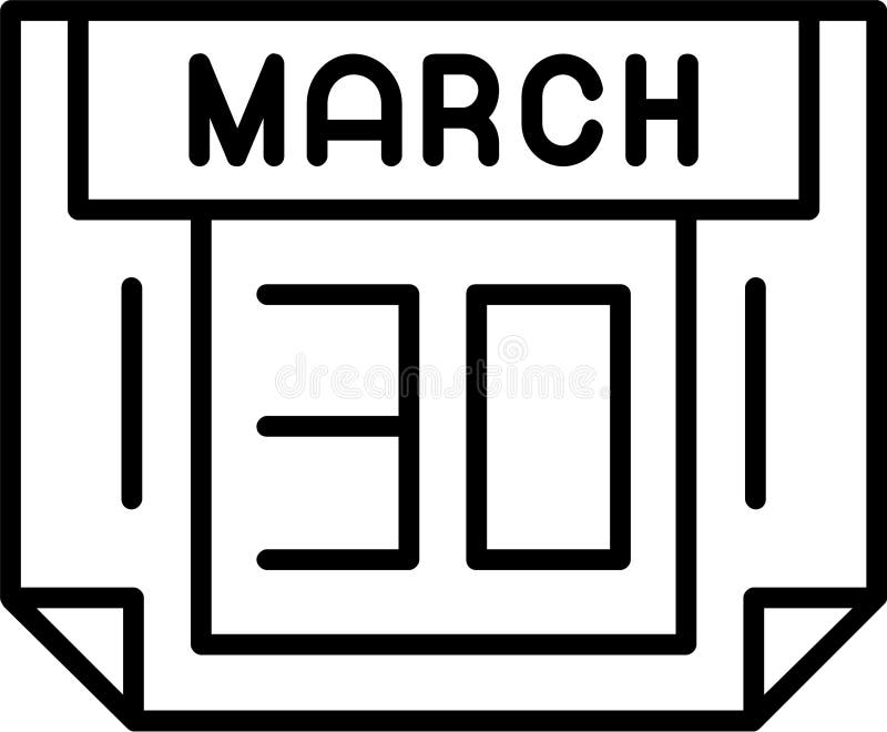 30 March Outline Vector Icon Stock Vector - Illustration of vector ...