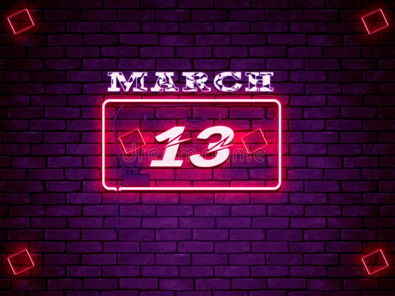 13 March, Monthly Calendar on Bricks Backgrand Stock Illustration ...