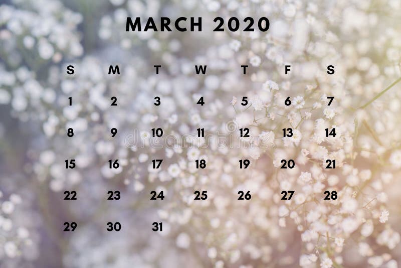 March 2020 Monthly Calendar Stock Photo - Image of schedule, friday ...