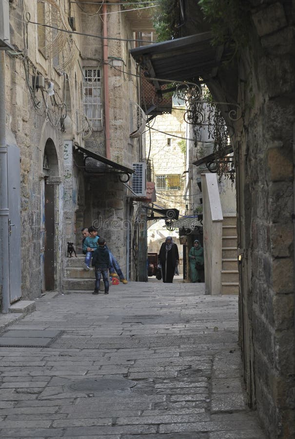 26 MARCH 2015. Narrow Old Street in Jerusalem. Israel Editorial Photo ...