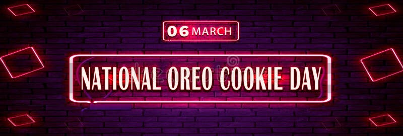 06 March, National Oreo Cookie Day, Neon Text Effect on Bricks ...