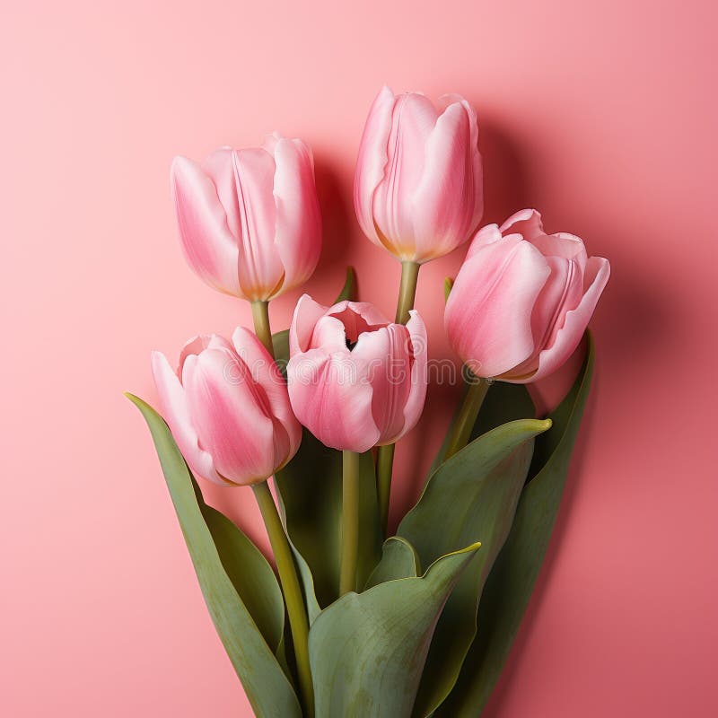 8 March is a Pink Background with a Pink Tulip Stock Image - Image of ...