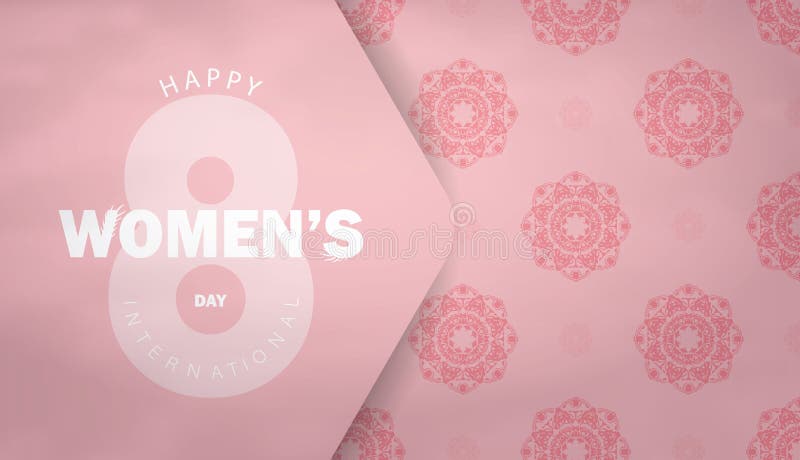 8 March Pink Color Flyer Template with Vintage Pattern Stock Vector ...