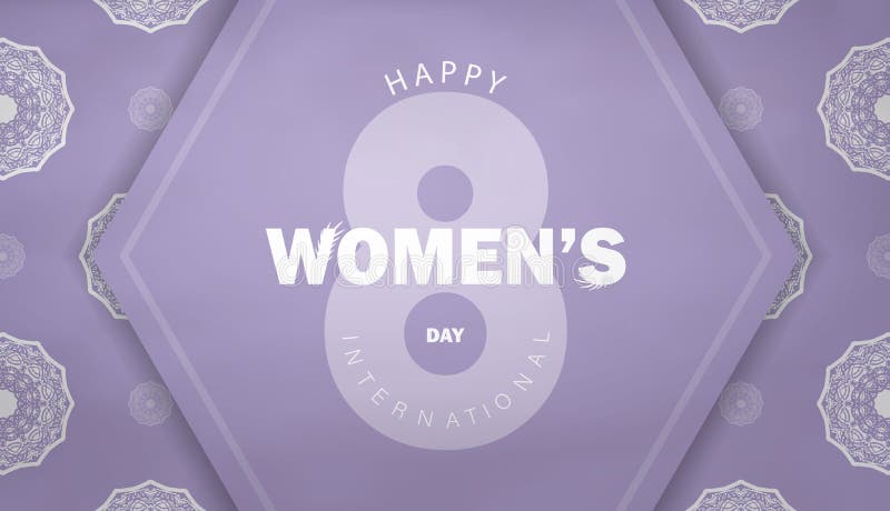 8 March Purple Color Flyer Template with Luxury White Pattern Stock ...