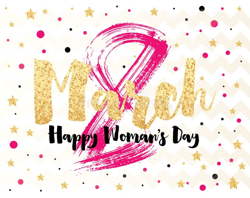 8 March Retro Greetings Card with Hearts. Stock Vector - Illustration ...