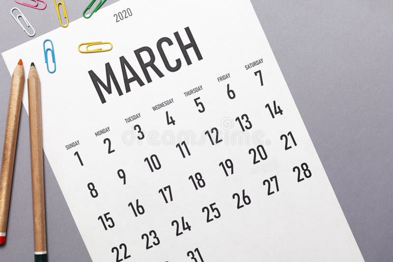 March 2020 Simple Calendar on Trendy Classic Blue Color Stock Photo ...