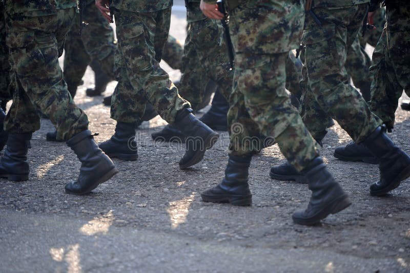 March stock photo. Image of uniforms, rifle, stride, march - 62369202