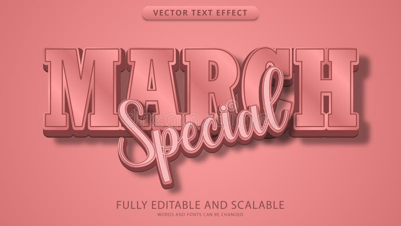 March Special Text Effect Editable Eps File Stock Vector - Illustration ...