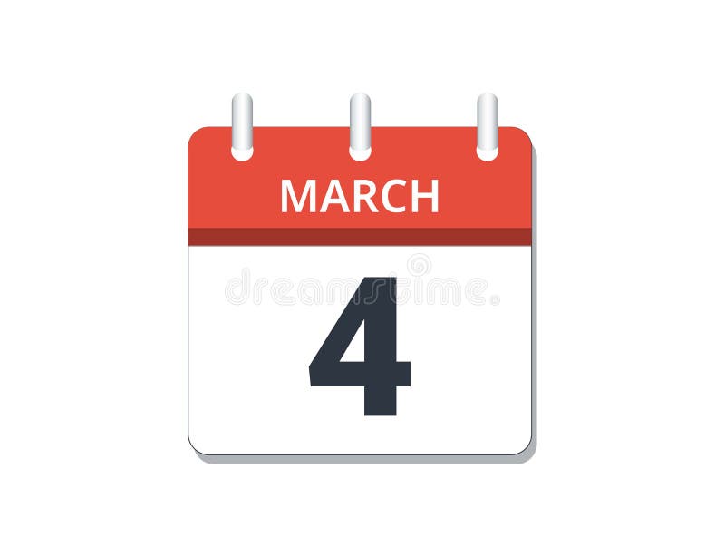 March, 4th Calendar Icon Vector. Concept of Schedule, Business and ...