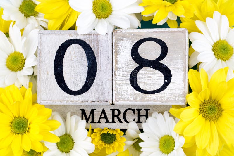 March 8th Calendar, World of Woman Day Stock Photo - Image of card ...