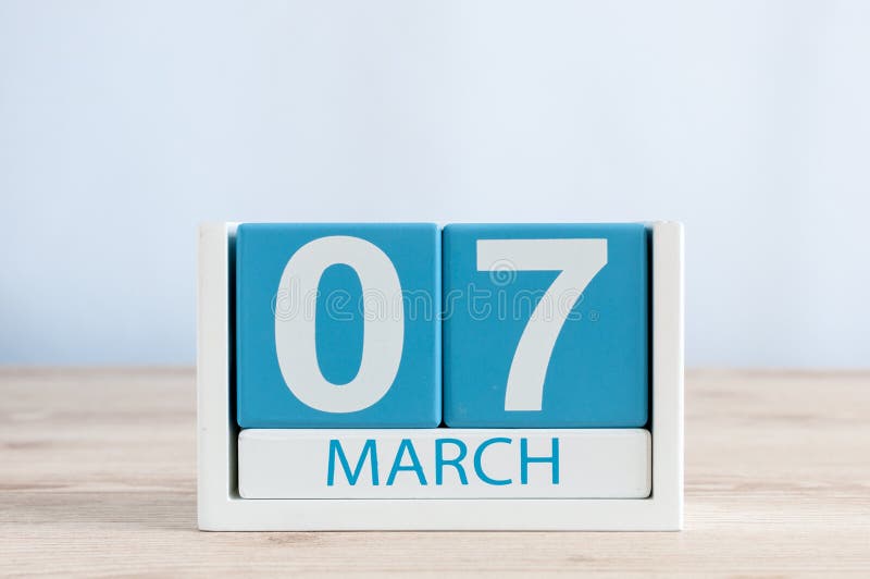 March 7th. Day 7 of Month daily Calendar on Wooden Table Background ...