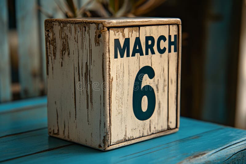 March 6th. the Sixth Day of March, Shown on a Turquoise Calendar ...