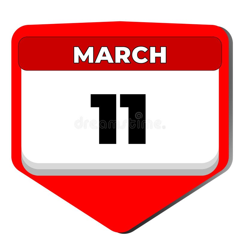 11 March Vector Icon Calendar Day. 11 Date of March. Eleventh Day of ...